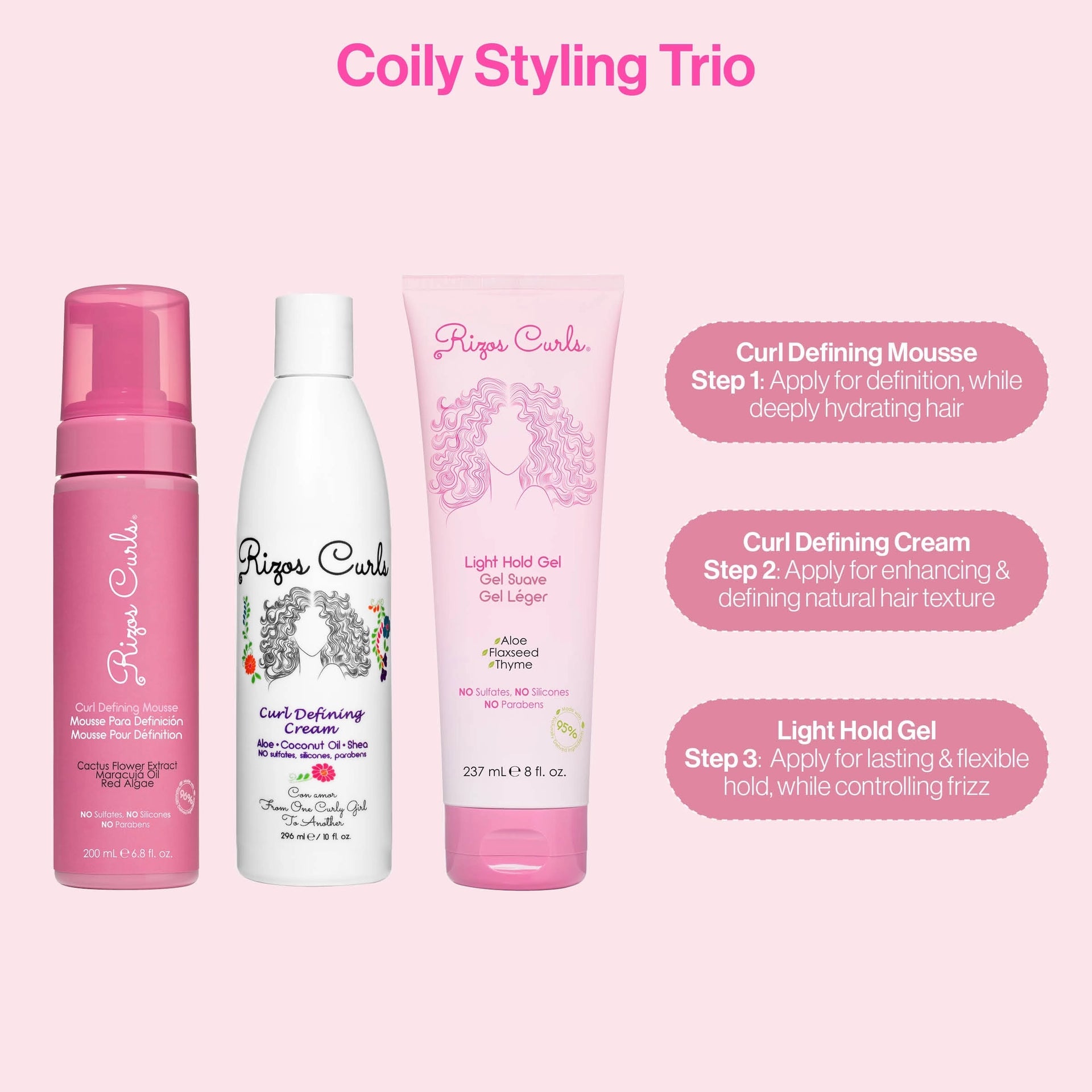 Rizos Curls Coily Styling Kit For Enhanced Definition
